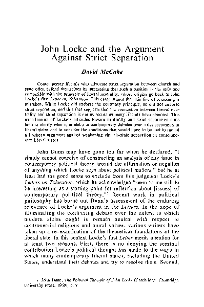 (PDF) John Locke and the Argument Against Strict Separation