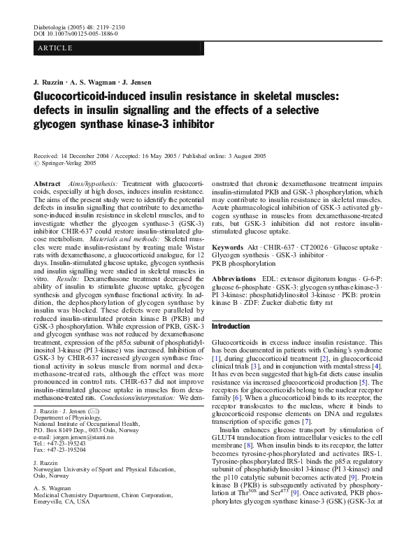 (PDF) Glucocorticoid-induced insulin resistance in skeletal muscles ...