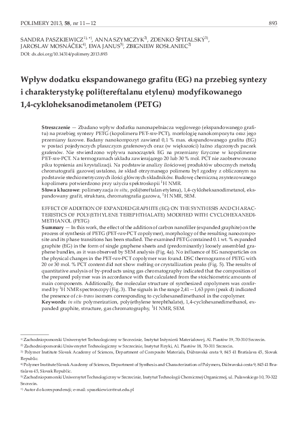 (PDF) Effect of addition of expanded graphite (EG) on the synthesis and ...
