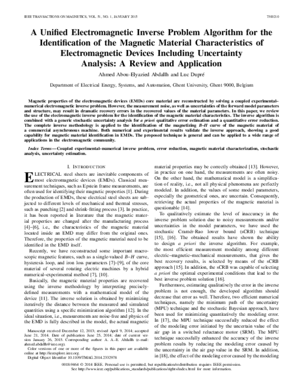(PDF) A Unified Electromagnetic Inverse Problem Algorithm for the Identification of the Magnetic ...