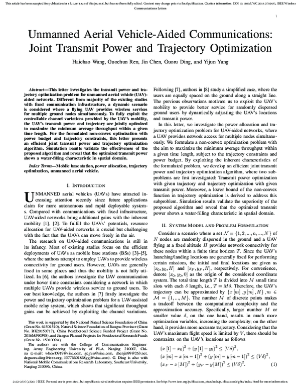Unmanned Aerial Vehicle Aided Communications System For Disaster Recovery