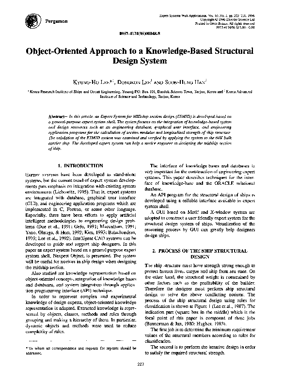 (PDF) Object-oriented approach to a knowledge-based structural design system | Dongkon Lee ...