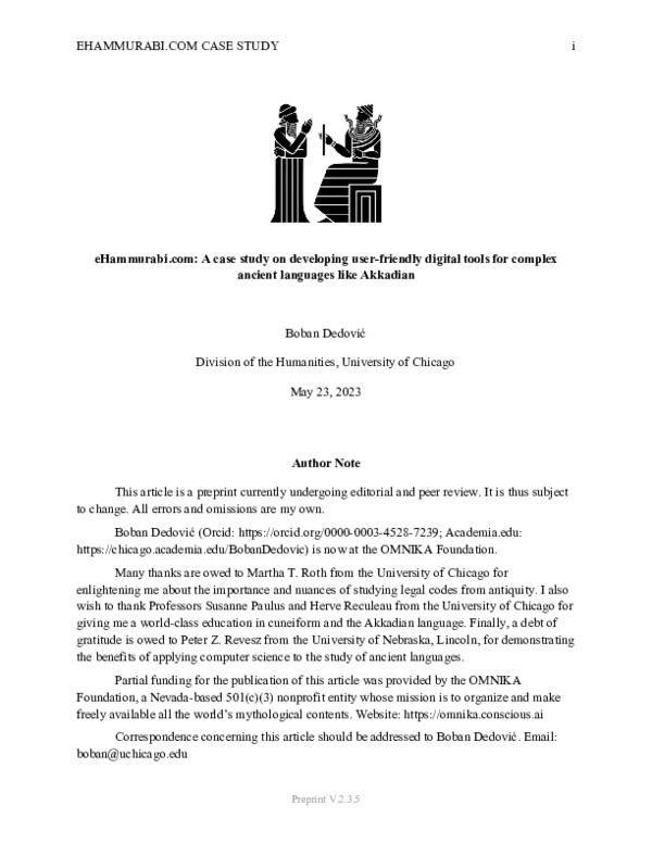 (PDF) eHammurabi.com: A case study on developing user-friendly digital tools for complex ancient ...