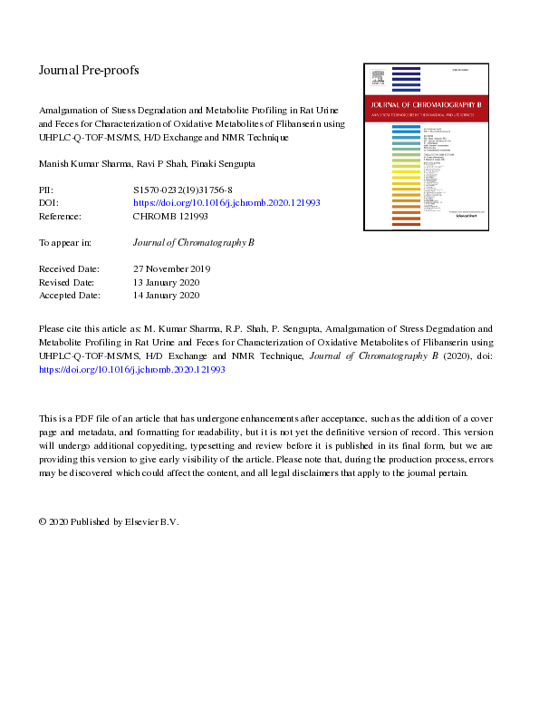 (PDF) Amalgamation of stress degradation and metabolite profiling in ...