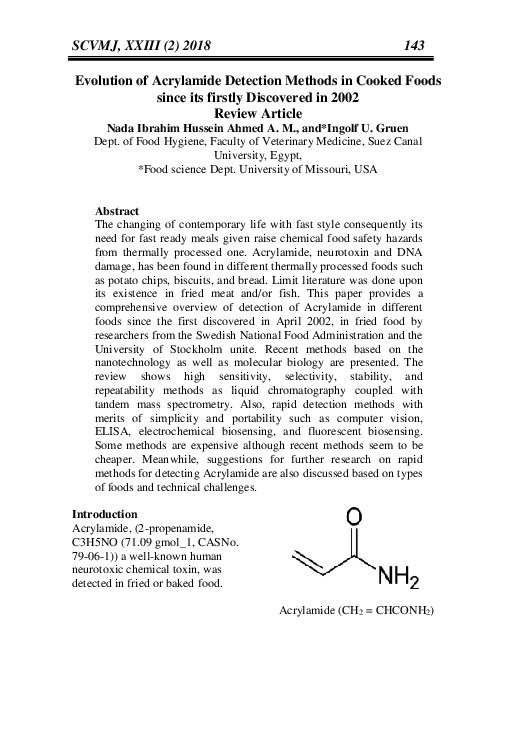 (PDF) Evolution of Acrylamide Detection Methods in Cooked Foods since ...