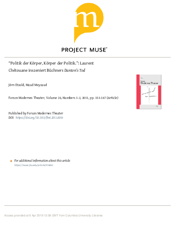 (PDF) “Politik der Körper, Körper der Politik.”: Laurent Chétouane ...