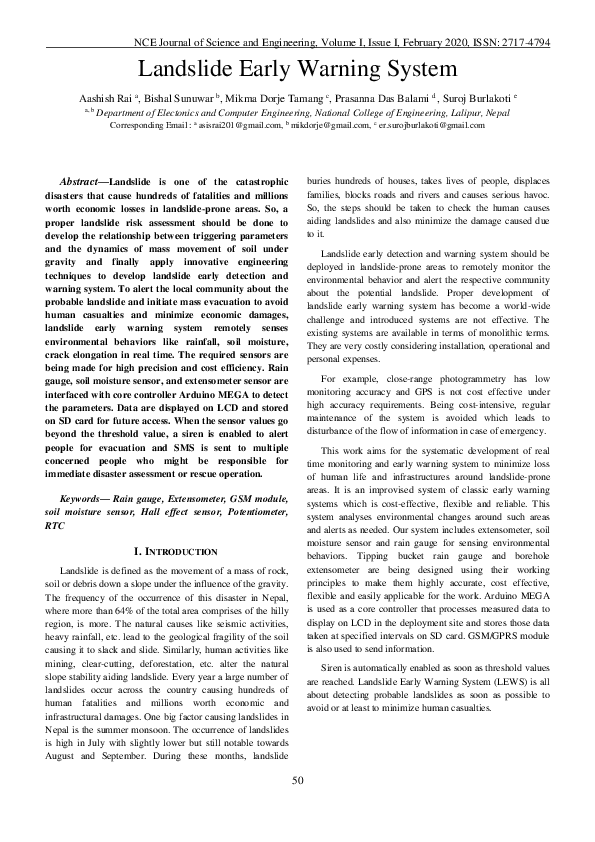 (PDF) Landslide Early Warning System | Mikma Tamang - Academia.edu