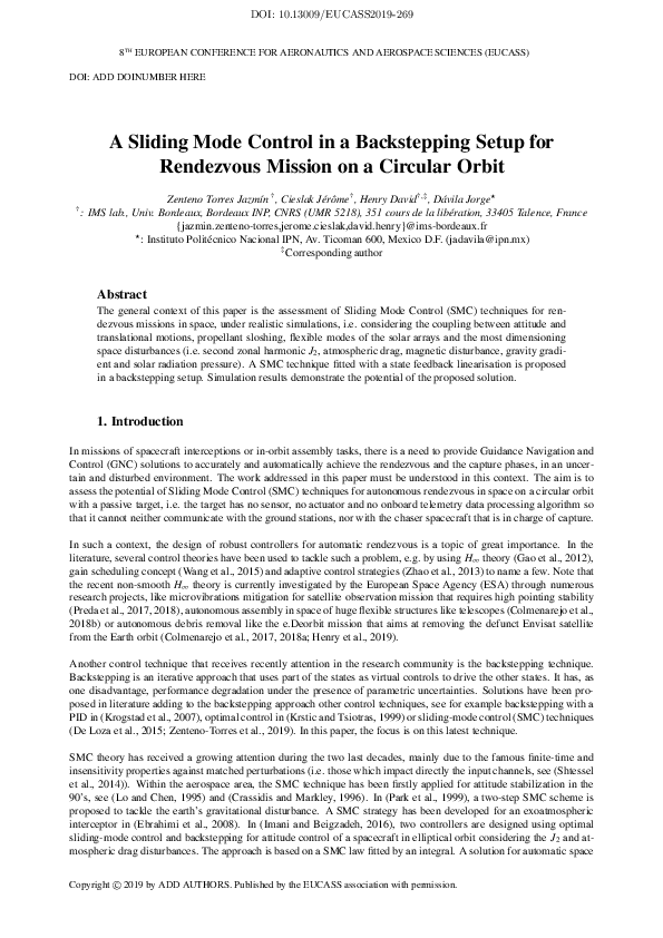 A Sliding Mode Control In A Backstepping Setup For Rendezvous Mission On A Circular Orbit