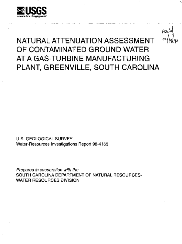 (PDF) Natural attenuation assessment of contaminated ground water at a ...