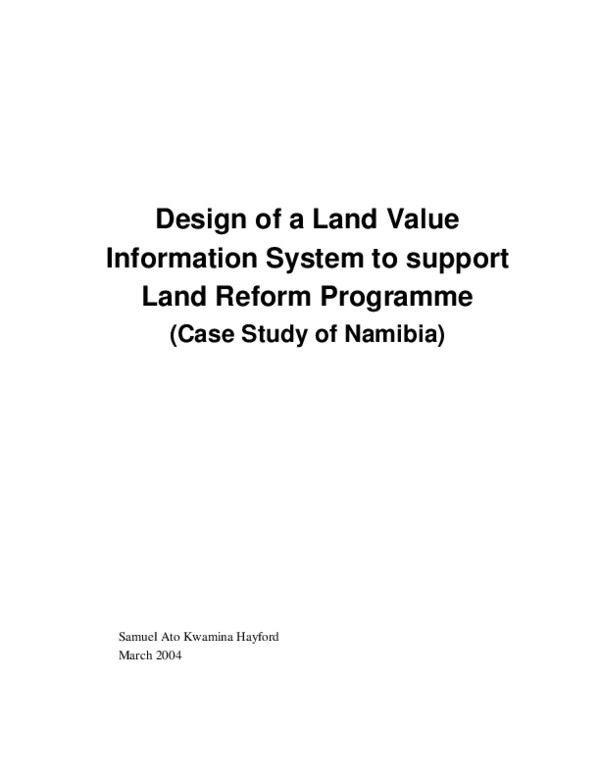 (PDF) Design of a Land Value Information System to support Land Reform ...