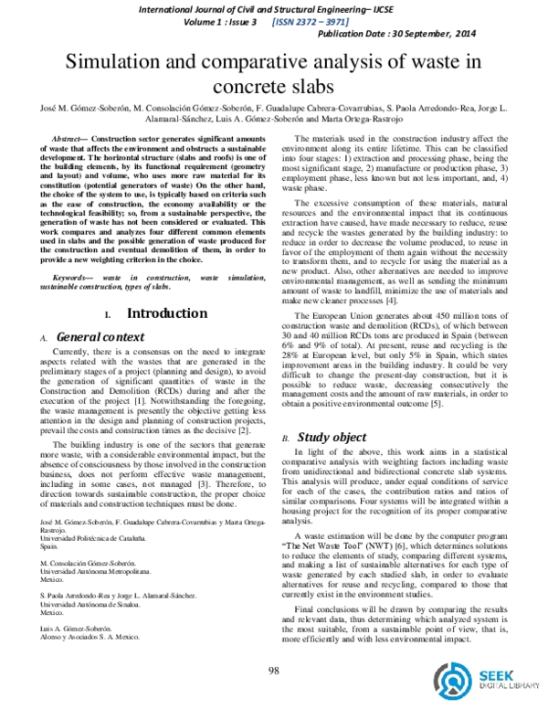 (PDF) Simulation and comparative analysis of waste in concrete slabs