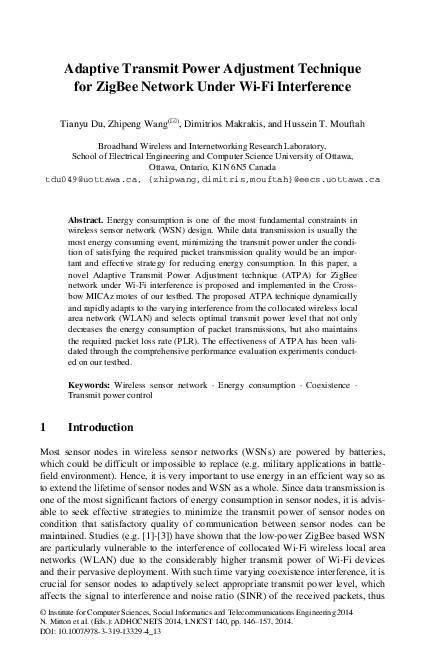 (PDF) Adaptive Transmit Power Adjustment Technique for ZigBee Network under Wi-Fi Interference