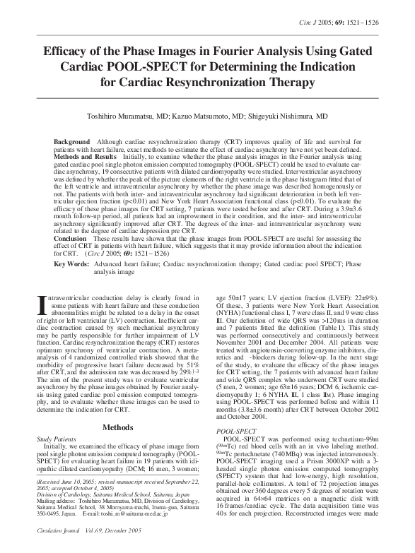 (PDF) Efficacy of the Phase Images in Fourier Analysis Using Gated ...