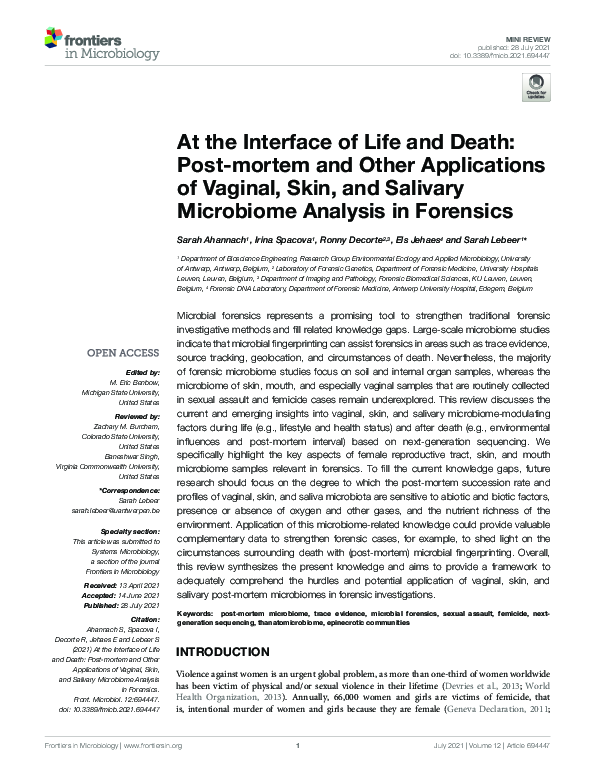 (PDF) At the Interface of Life and Death: Post-mortem and Other ...