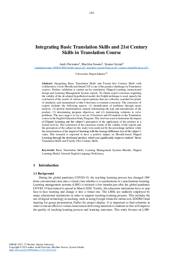 (PDF) Integrating Basic Translation Skills and 21st Century Skills in ...