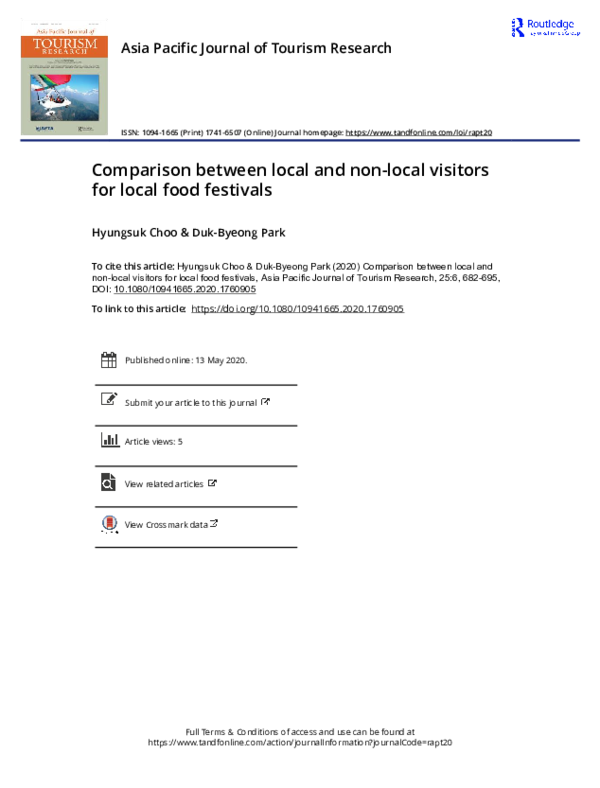 (PDF) Comparison between local and non-local visitors for local food ...