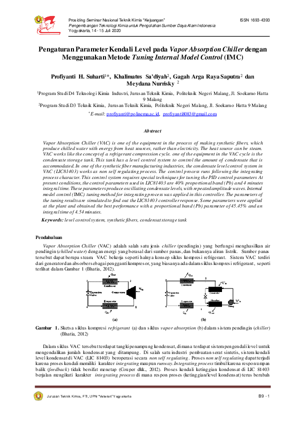 (PDF) Pengaturan Parameter Kendali Level pada Vapor Absorption Chiller dengan Menggunakan Metode ...