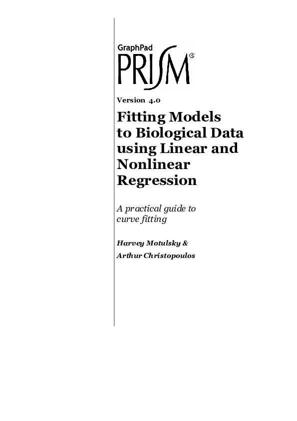 Pdf Fitting Models To Biological Data Using Linear And Nonlinear Regression A Practical Guide