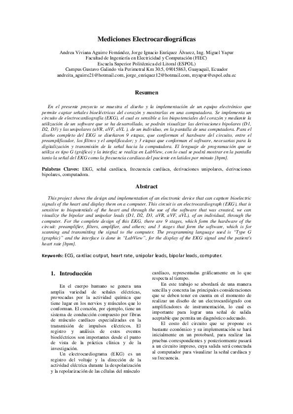 (PDF) Mediciones Electrocardiográficas