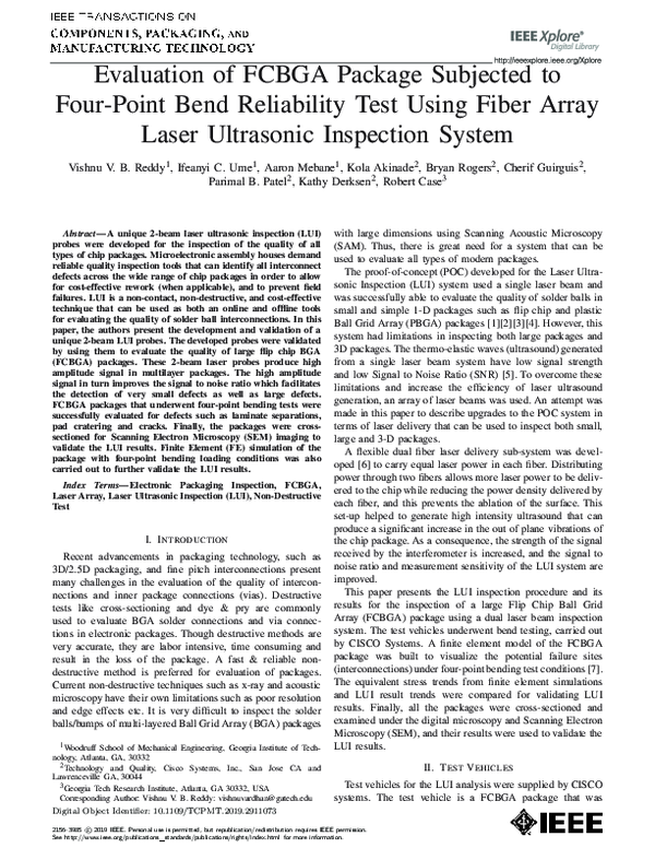 (PDF) Evaluation of FCBGA Package Subjected to Four-Point Bend ...