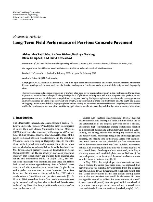 (PDF) Long-Term Field Performance of Pervious Concrete Pavement