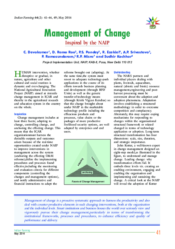 (PDF) Management of Change Inspired by the NAIP