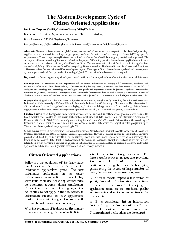 (PDF) The Modern Development Cycle of Citizen Oriented Applications