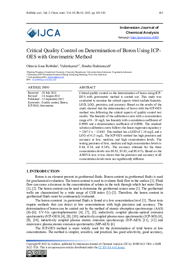 (PDF) Critical Quality Control on Determination of Boron Using ICP-OES ...