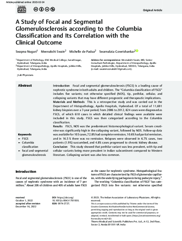 (PDF) A Study of Focal and Segmental Glomerulosclerosis according to ...