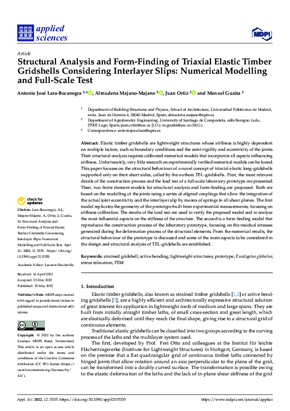 Pdf Structural Analysis And Form Finding Of Triaxial Elastic Timber