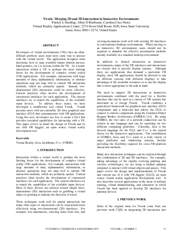(PDF) Tweek: Merging 2D and 3D interaction in immersive environments