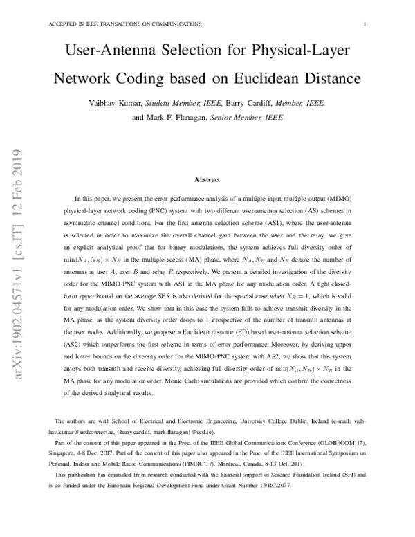 (PDF) User-Antenna Selection for Physical-Layer Network Coding Based on ...