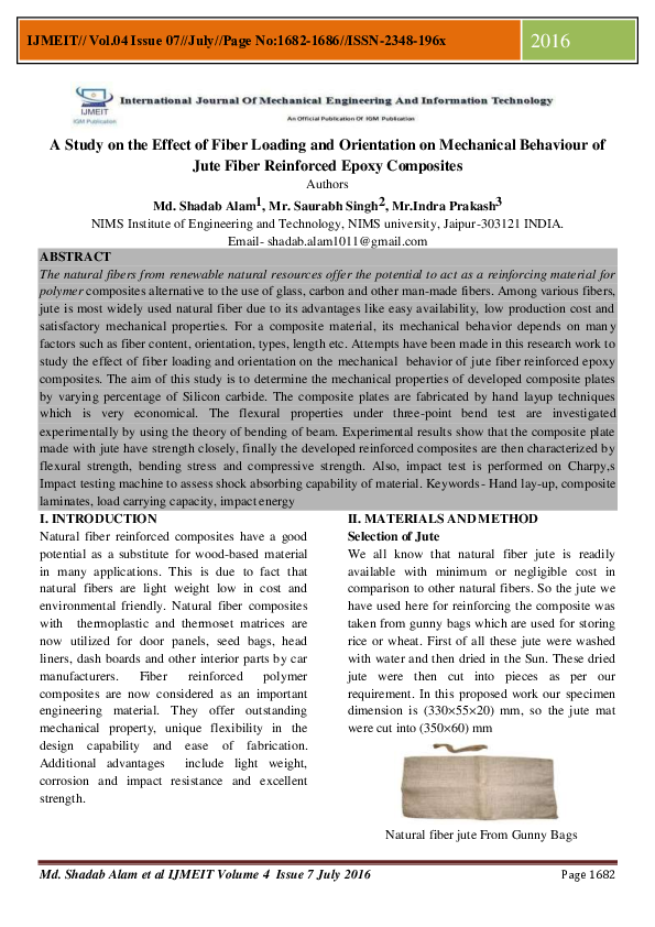 (PDF) A Study on the Effect of Fiber Loading and Orientation on ...