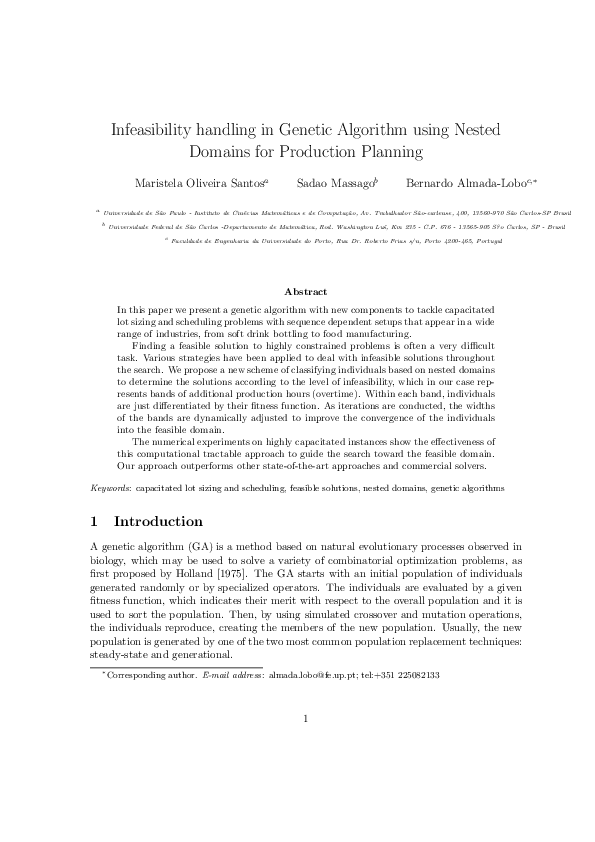 (PDF) Infeasibility handling in genetic algorithm using nested domains for production planning