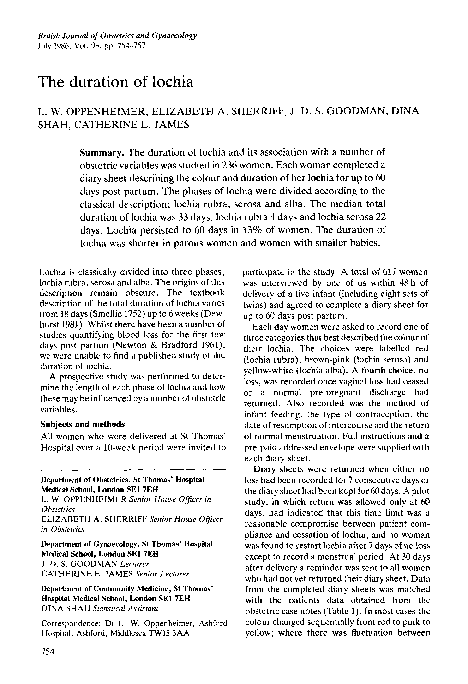 (PDF) The duration of lochia