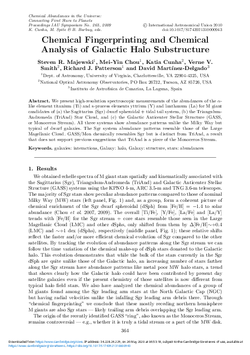 (PDF) Chemical Fingerprinting and Chemical Analysis of Galactic Halo Substructure