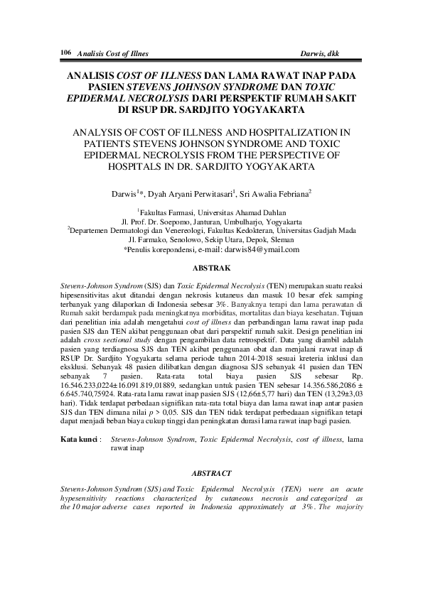 (PDF) Analisis Cost of Illness Dan Lama Rawat Inap Pada Pasien Stevens ...