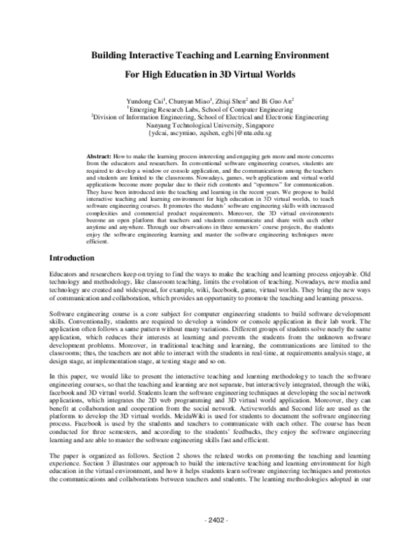 (PDF) Building Interactive Teaching and Learning Environment For High ...