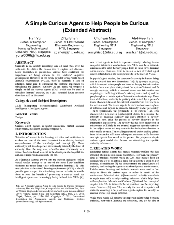 (PDF) A simple curious agent to help people be curious