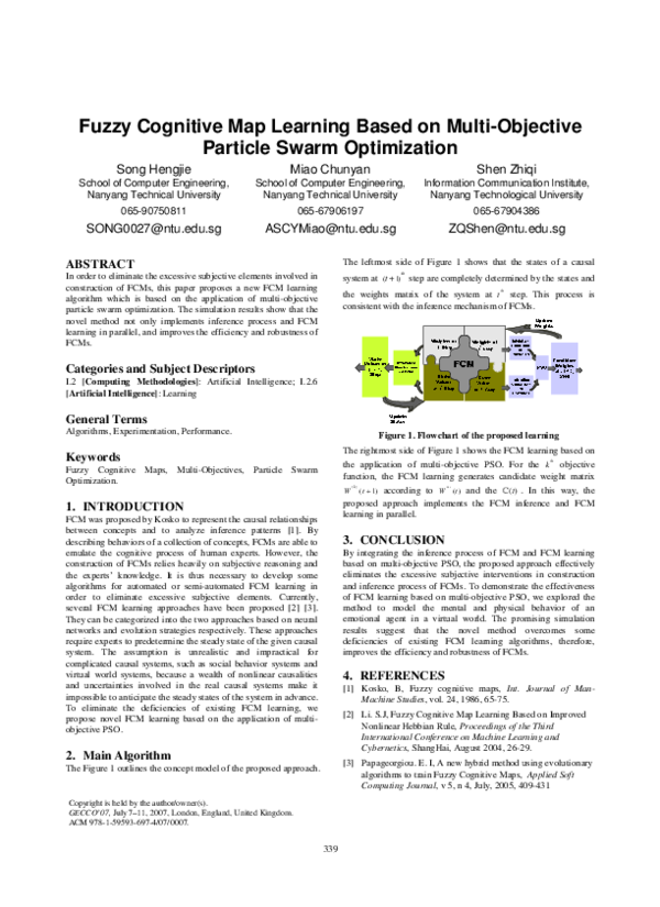(PDF) Fuzzy cognitive map learning based on multi-objectiveparticle swarm optimization