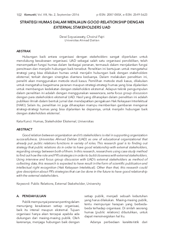 (PDF) Strategi Humas dalam Menjalin Good Relationship dengan External ...