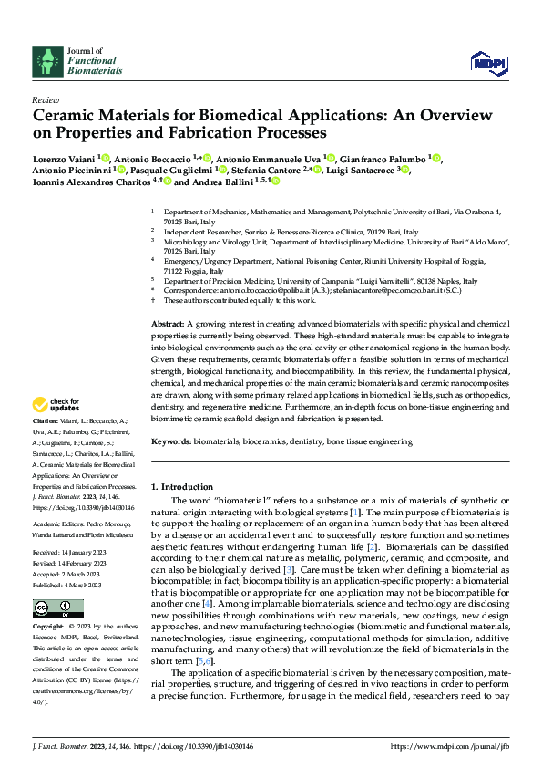 (PDF) Ceramic Materials for Biomedical Applications: An Overview on ...
