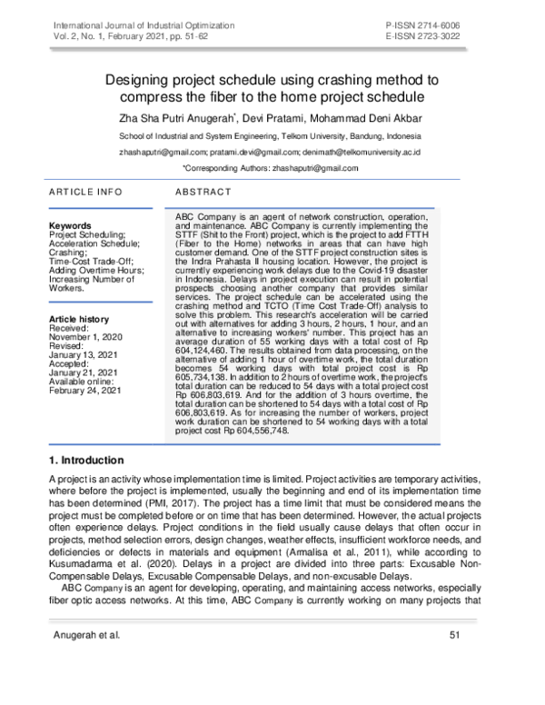 (PDF) Designing project schedule using crashing method to compress the ...