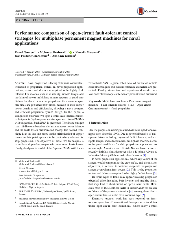 Pdf Performance Comparison Of Open Circuit Fault Tolerant Control Strategies For Multiphase
