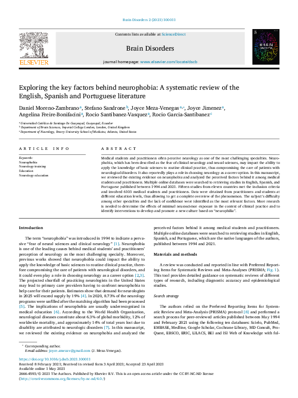 (PDF) Exploring the key factors behind neurophobia: A systematic review ...