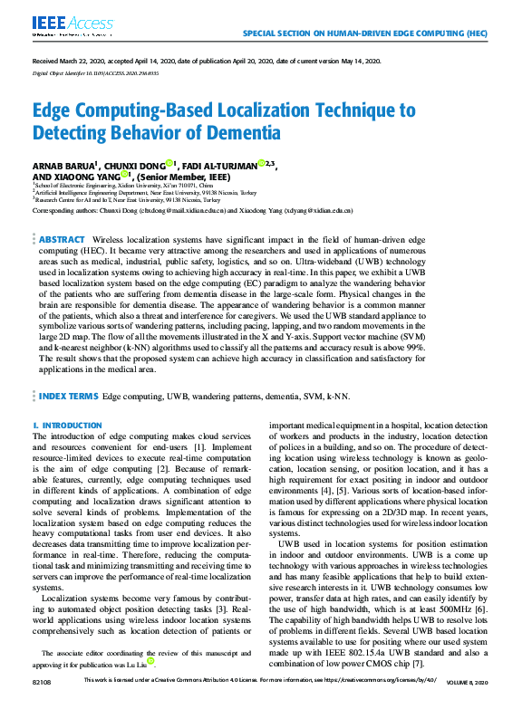 (PDF) Edge Computing-Based Localization Technique to Detecting Behavior of Dementia