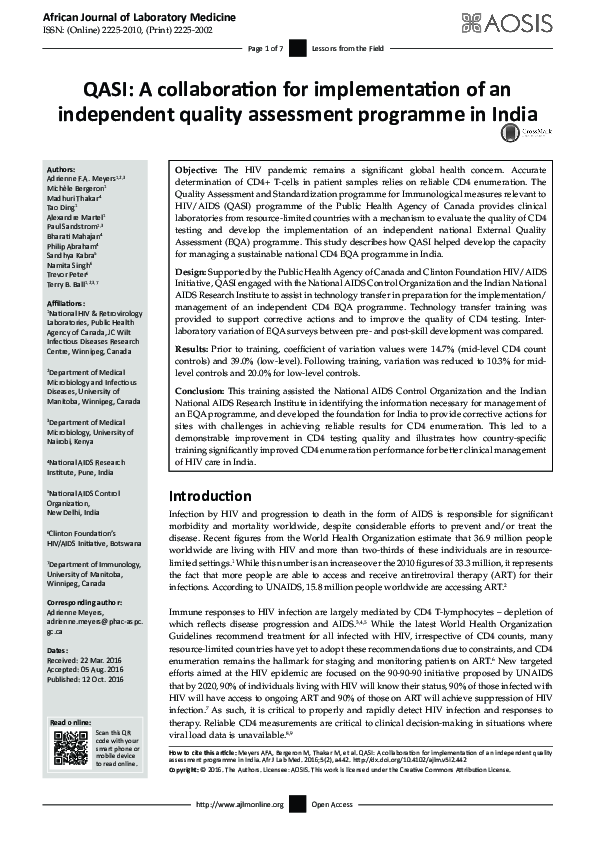 (PDF) QASI: A collaboration for implementation of an independent ...