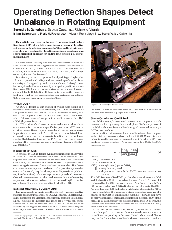 (PDF) Operating Deflection Shapes Detect Unbalance in Rotating Equipment