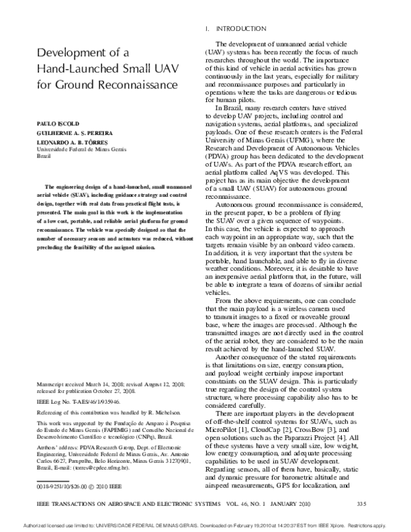 (PDF) Development of a Hand-Launched Small UAV for Ground ...