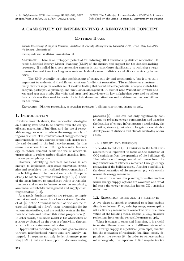 (PDF) A case study of implementing a renovation concept